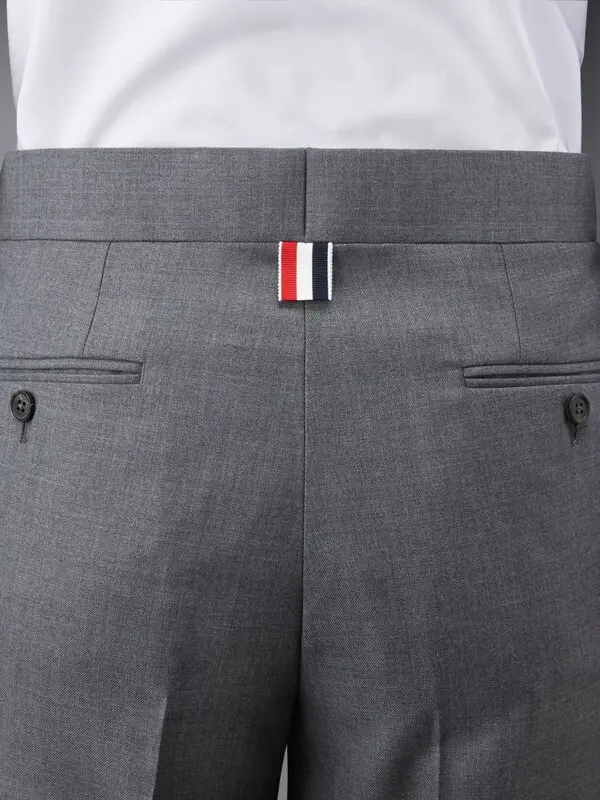 Thom Browne High-waisted Straight Leg Trousers With Signature Striped Loop