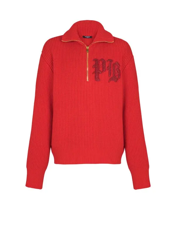 Balmain Cable Knit Zip Neck Jumper