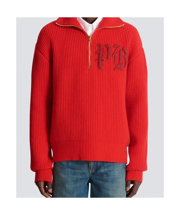 Balmain Cable Knit Zip Neck Jumper