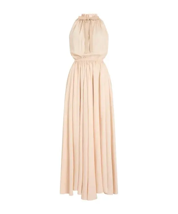 PATOU Sleeveless Open Back Halterneck Maxi Dress - Nude