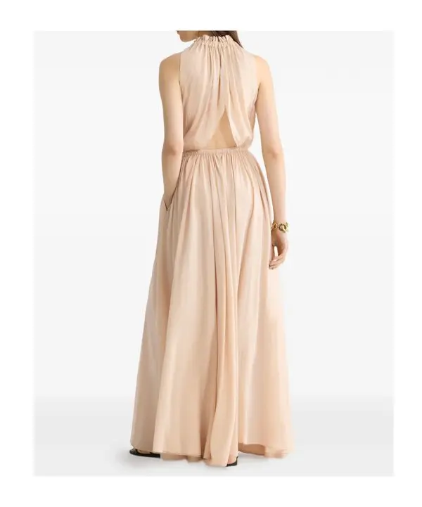 PATOU Sleeveless Open Back Halterneck Maxi Dress - Nude