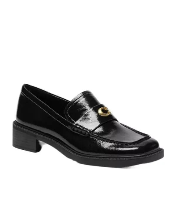 COACH Penny Loafer In Glazed Leather - Black