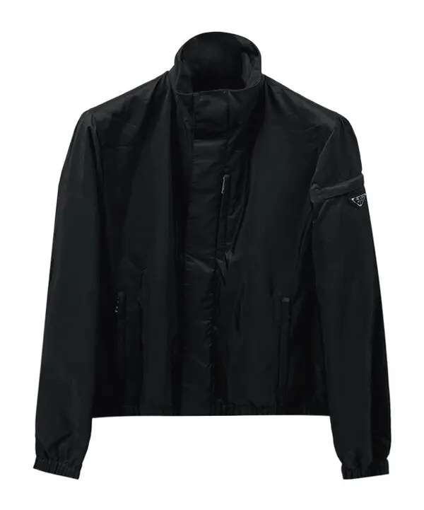 Prada Long Sleeve Stand Collar Zip Jacket - Black