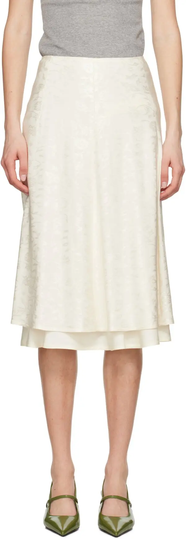 JIL SANDER Jacquard Flower A-line Midi Skirt