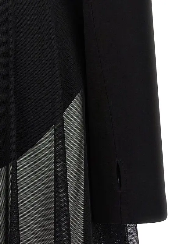 Norma Kamali Long Sleeve Turtleneck Mesh Maxi Dress
