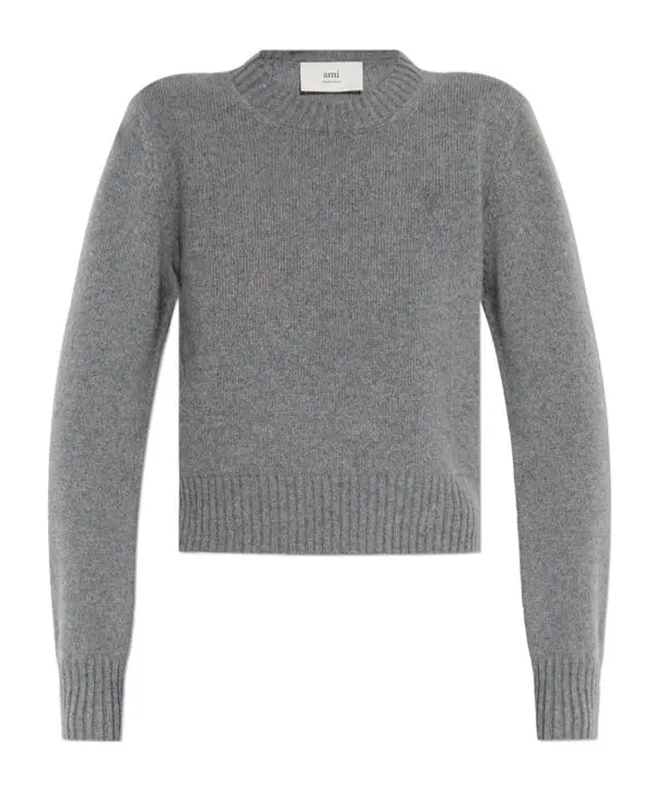 AMI Paris De Coeur Logo-embroidered Cropped Jumper