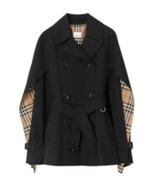Burberry Cape-sleeve Cropped Belted Trench Coat