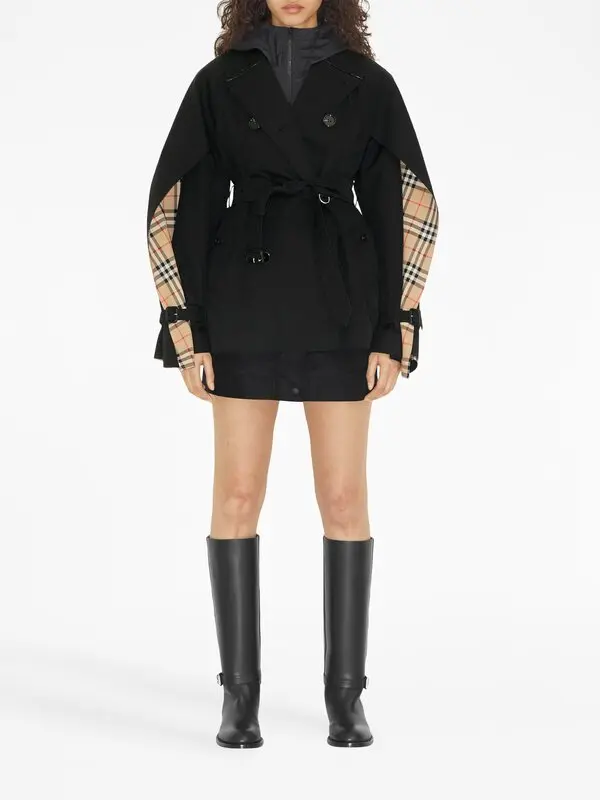 Burberry Cape-sleeve Cropped Belted Trench Coat