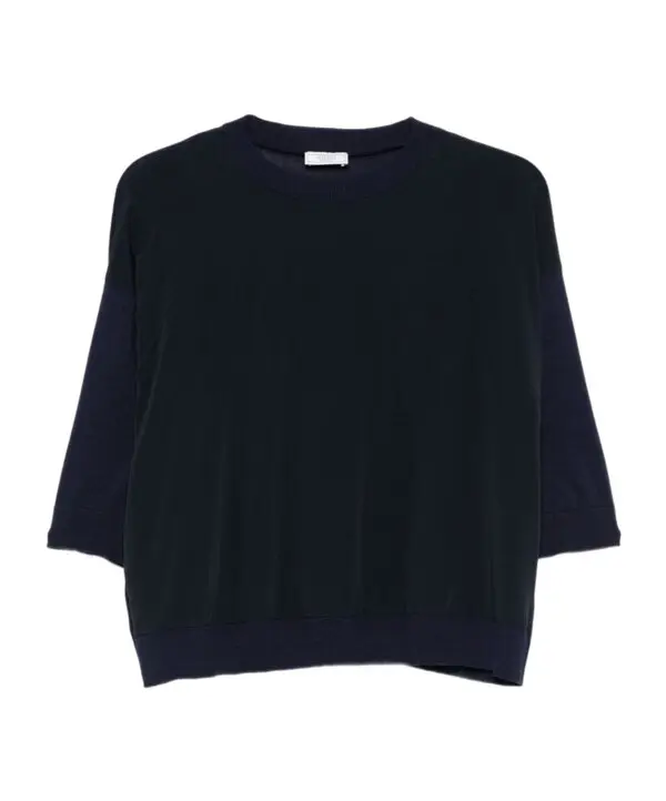 Peserico Panelled Knitted Top - Black
