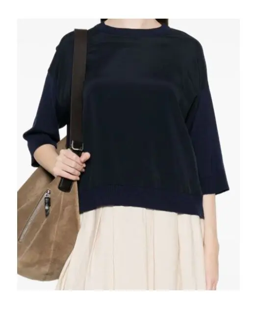 Peserico Panelled Knitted Top - Black