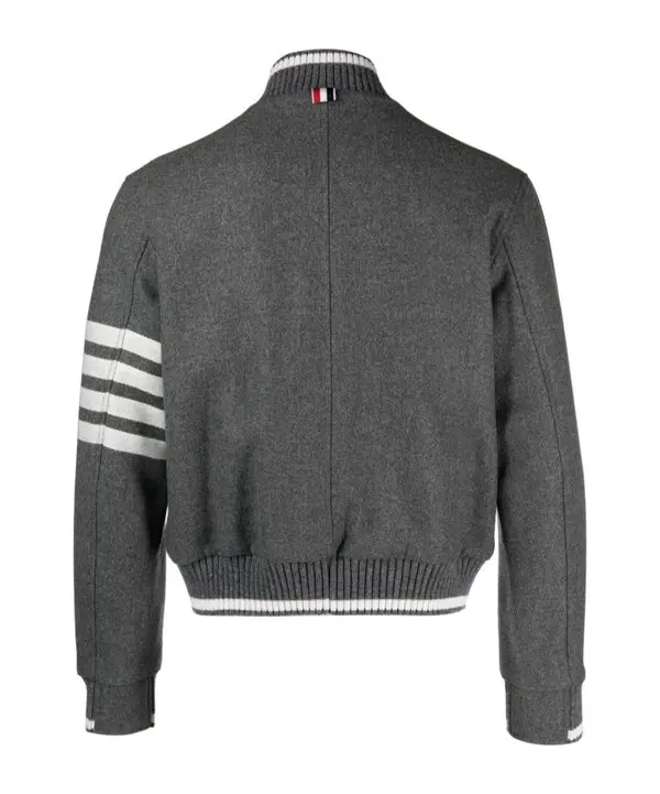 Thom Browne 4-bar Stripe Zip-up Bomber Jacket - Medium Gray
