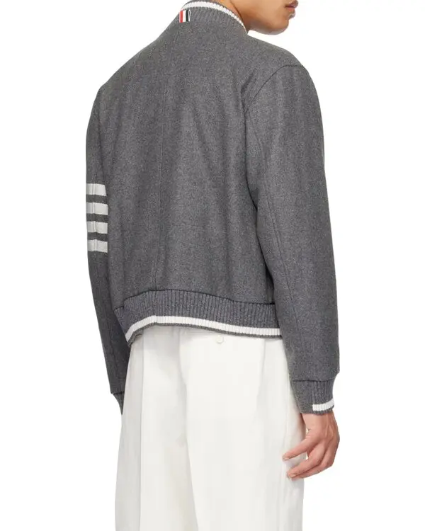 Thom Browne 4-bar Stripe Zip-up Bomber Jacket - Medium Gray