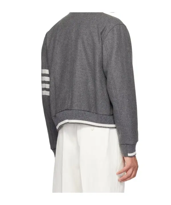 Thom Browne 4-bar Stripe Zip-up Bomber Jacket - Medium Gray