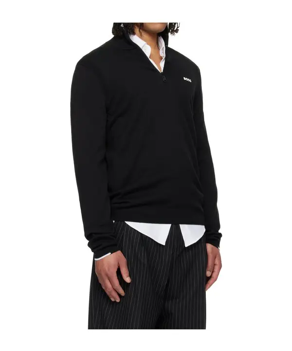 Hugo Boss Quarter Zip Ribbed Knit Sweater