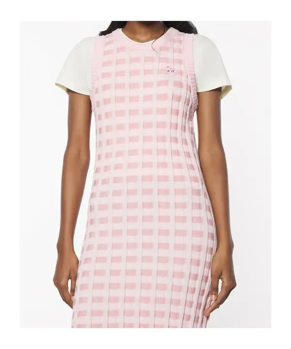 Maison Kitsuné Checked Ribbed Mini Dress