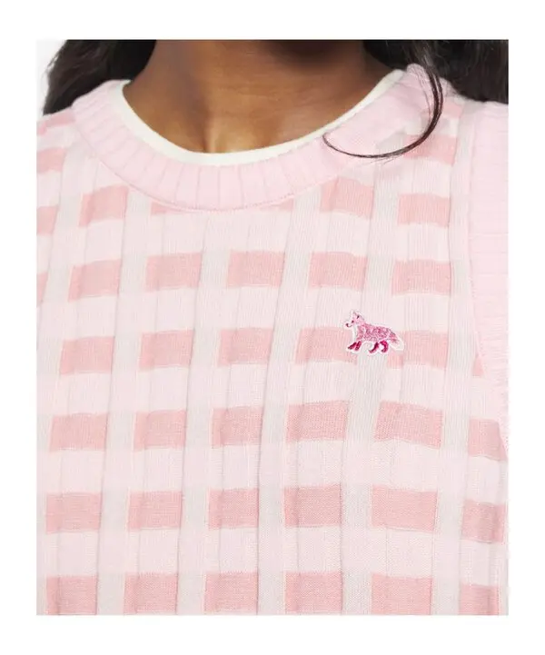 Maison Kitsuné Checked Ribbed Mini Dress