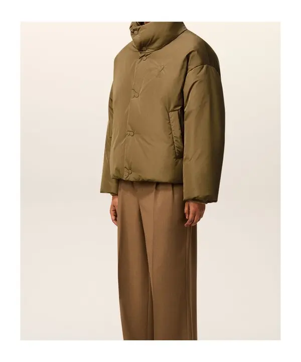 AMI Paris Logo-embossed Padded Technical Jacket - Bronze