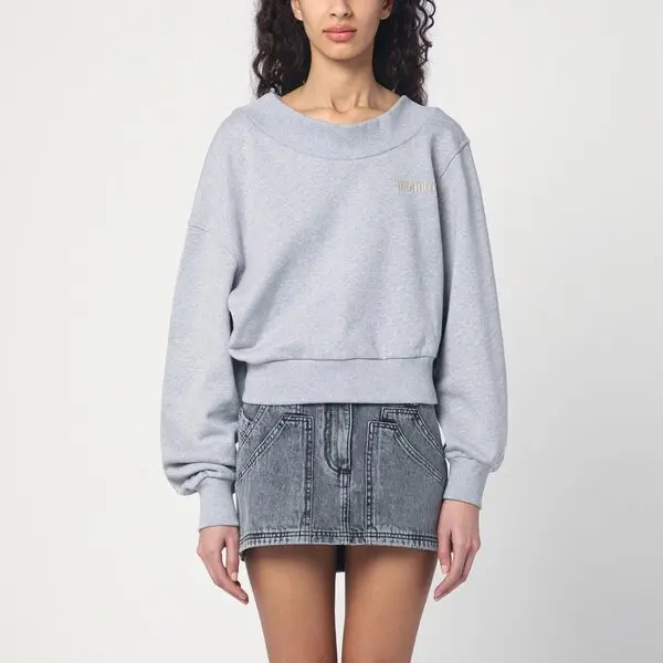Attico Gray Mélange/beige Sweatshirt With Cut Out - Grey