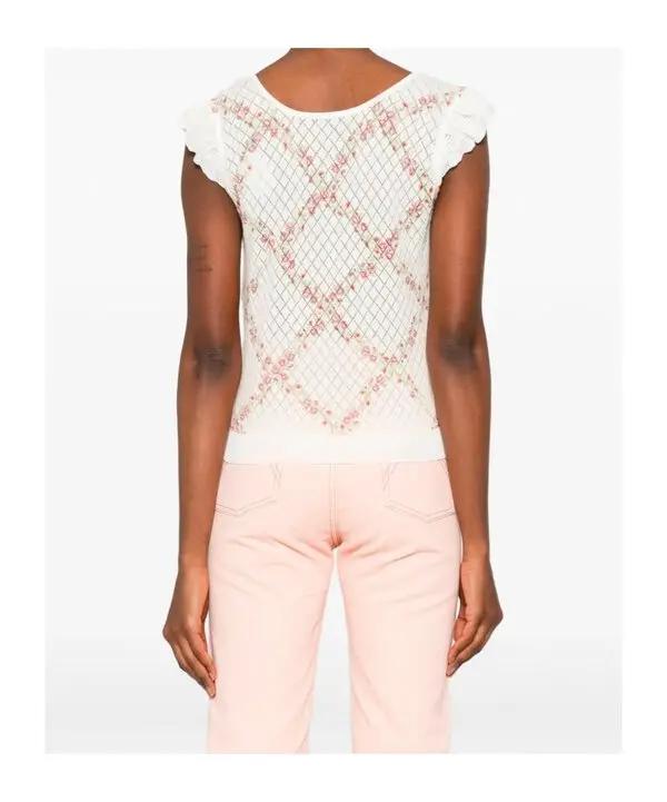 TWINSET Floral Print Short Sleeve Sweater
