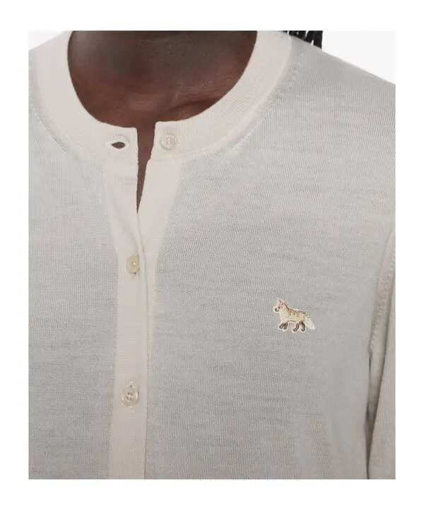 Maison Kitsuné Baby Fox Embroidered Knitted Cardigan - Marble