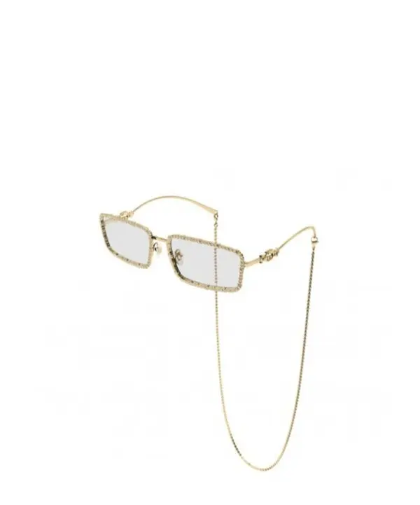 Gucci Crystal-embellished Rectangle-frame Sunglasses - Gold