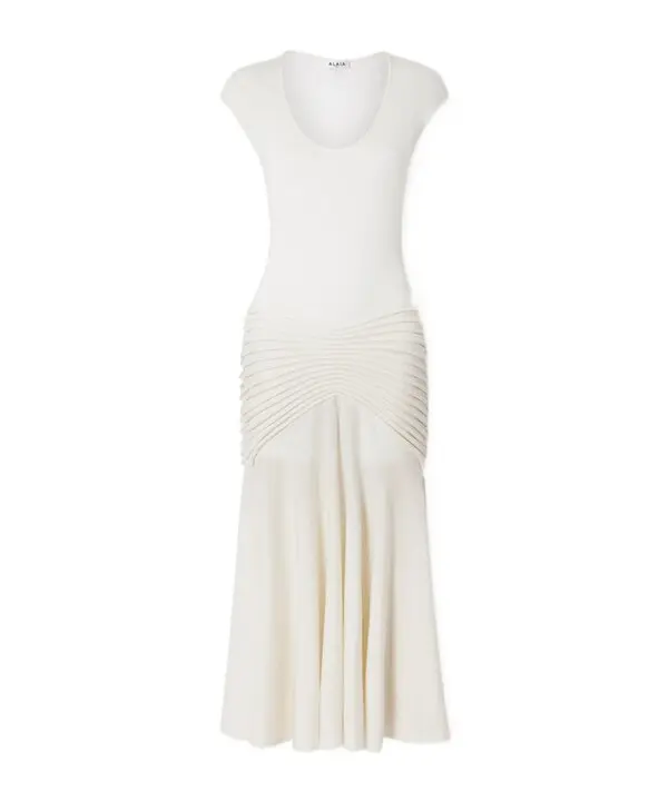 Alaïa Pleated Dress - White
