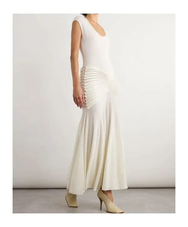 Alaïa Pleated Short Sleeve Dress
