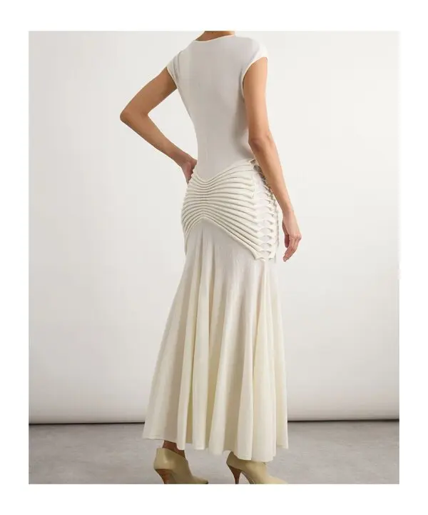 Alaïa Pleated Short Sleeve Dress