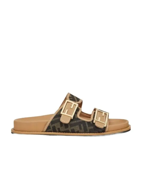 Fendi Logo Plaque Open-toe Sandals - Brown