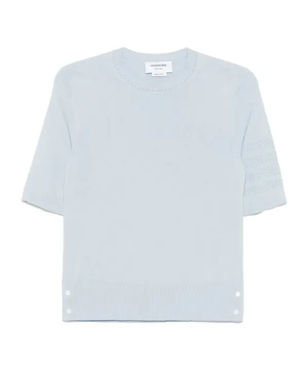 Thom Browne Striped Knitted Top With Ribbed Accents