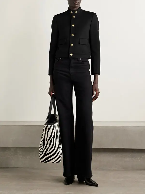 NILI LOTAN Hadley Cropped Wool-twill Jacket - Black