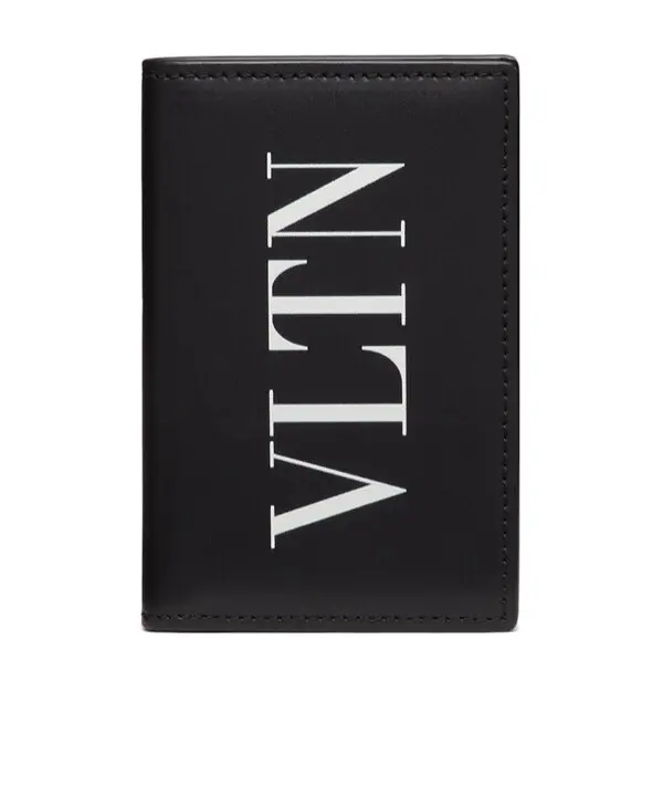 Valentino Garavani Vltn Logo Printed Card Case - Black
