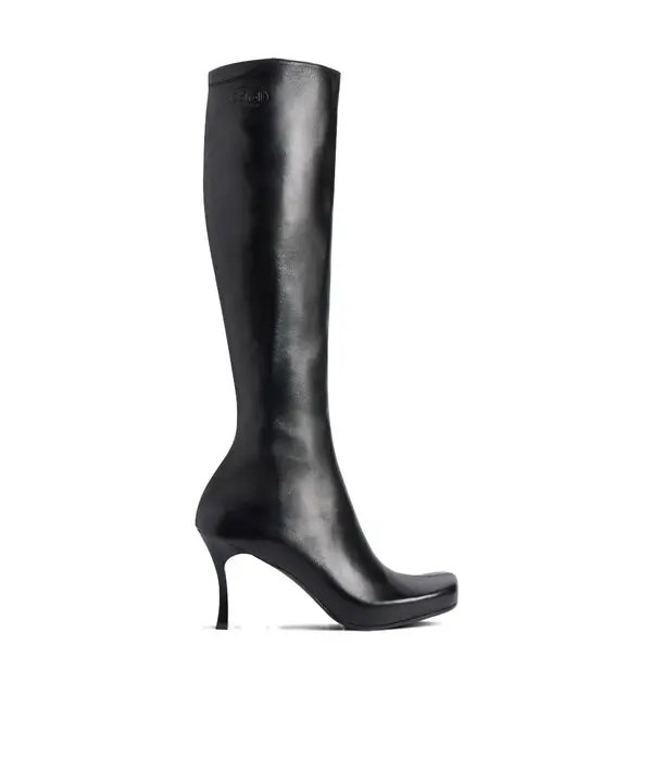 Balenciaga Scholl Square Toe Knee High Boots With Inner Zip