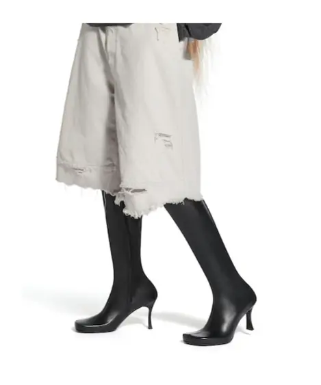 Balenciaga Scholl Square Toe Knee High Boots With Inner Zip
