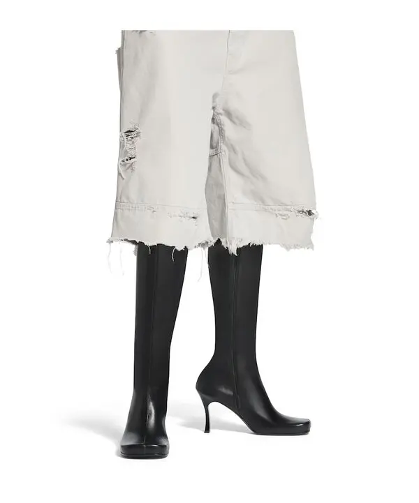 Balenciaga Scholl Square Toe Knee High Boots With Inner Zip