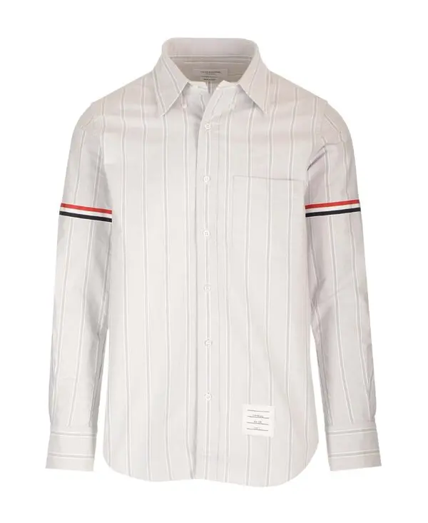 Thom Browne Rwb Striped Long-sleeved Shirt