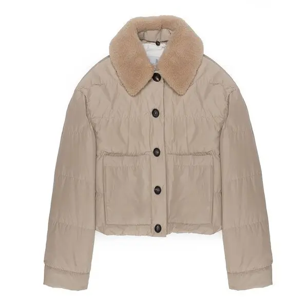 Brunello Cucinelli Long Sleeve Cotton-padded Jacket With Classic Collar
