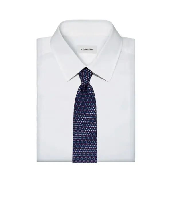 FERRAGAMO Hockey Stick Print Silk Neck Tie