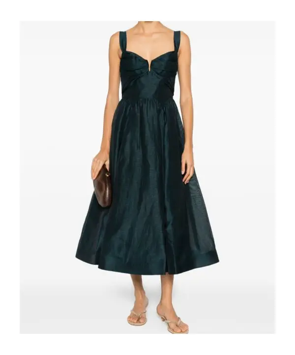 Zimmermann Rebellion Drape Midi Dress - Teal