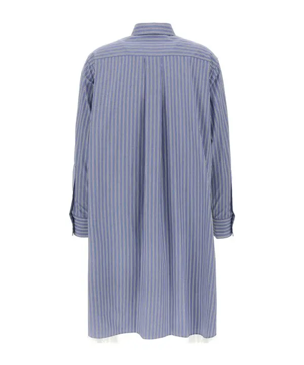 Sacai Pleated Striped Midi Shirt Dress