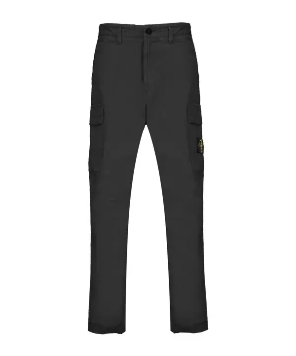 Stone Island Cargo Pants With Logo Patch - Black