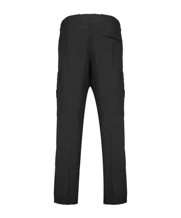 Stone Island Cargo Pants With Logo Patch - Black