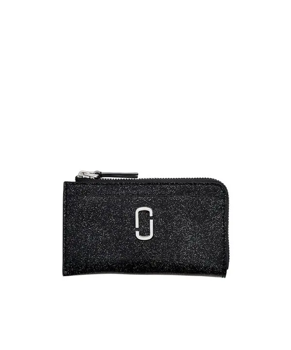 Marc Jacobs Coated Glitter J Mark Top Zip Multi Wallet - Black