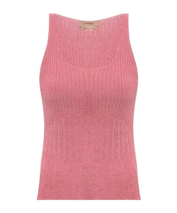 TWINSET Ribbed Scoop-neck Knitted Top