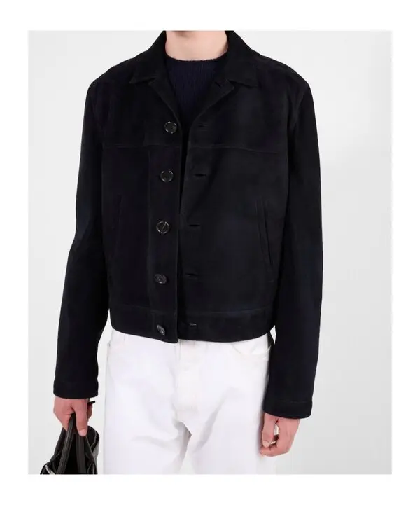 Prada Suede Blouson Jacket With Leather Triangle Logo