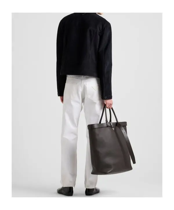 Prada Suede Blouson Jacket With Leather Triangle Logo
