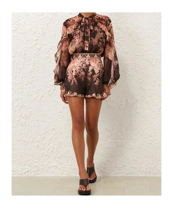 Zimmermann Illuminate Floral Printed Flutter Shorts