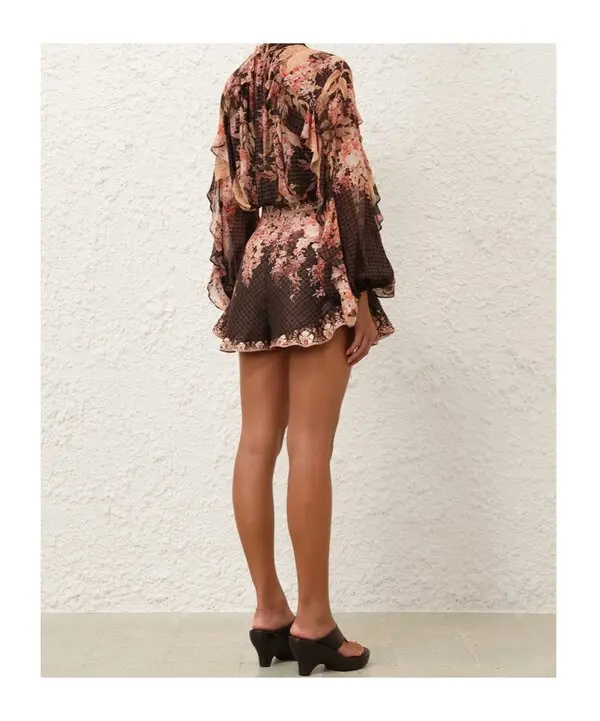 Zimmermann Illuminate Floral Printed Flutter Shorts