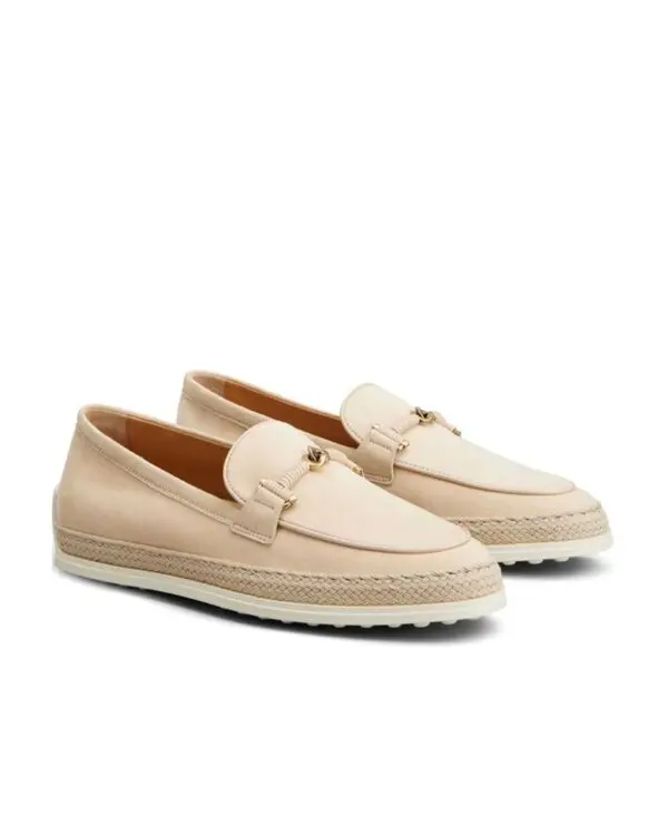 TOD'S Gomma Slip-on Loafers With Double T Metal Ring - Beige