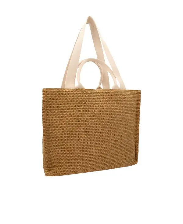 Marni Logo Embroidered Woven Top Handle Bag